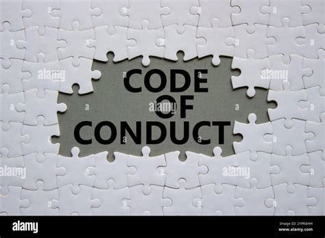 Code Of Conduct Symbol White Puzzle With Words Code Of Conduct