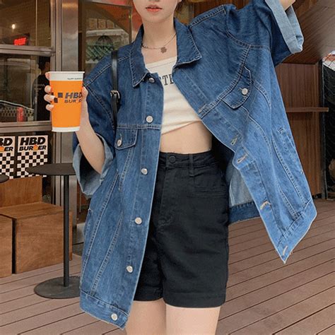 타임 오버핏 루즈핏 반팔 데님 청 자켓 S503