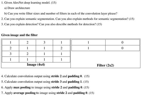 Solved 1 Given Alexnet Deep Learning Model 15 A Draw Architecture