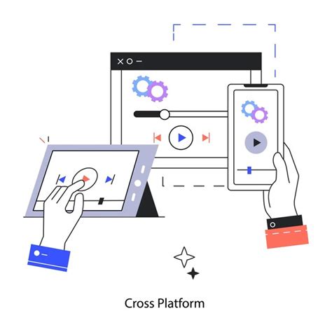 Premium Vector Cross Platform Compatibility Linear Mini Illustration