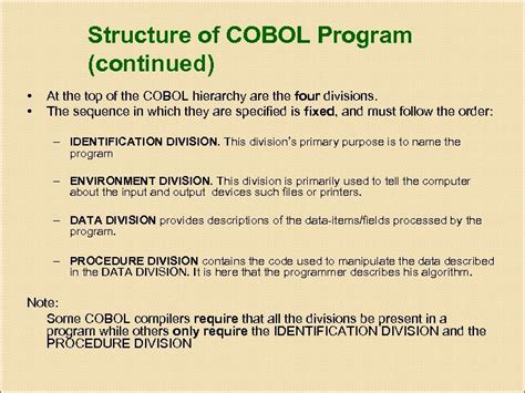 Structured Programming Language Cobol Lecture 1 Introduction