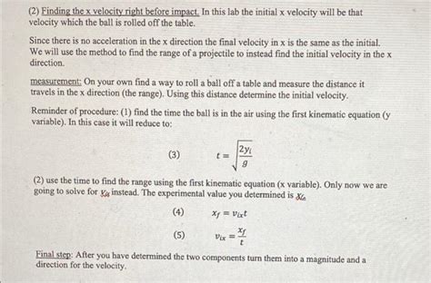 Solved Finding The X Velocity Right Before Impact In Chegg Com