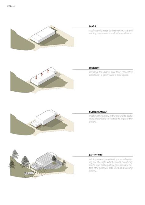 Massing Diagram Cafe And Gallery Space Architecture Design