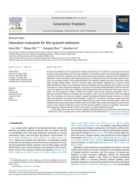 Pdf Saturation Evaluation For Fine Grained Sediments