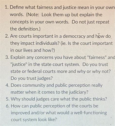 1 Define What Fairness And Justice Mean In Your Own