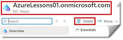 delete azure ad b2c tenant azure lessons