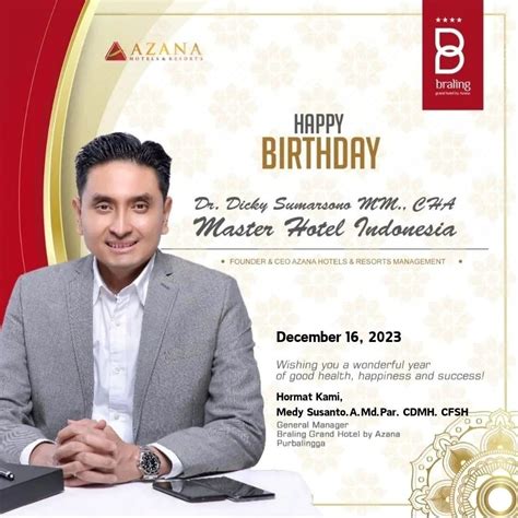 Medy Susanto Amdpar Cdmh Cfsh On Linkedin Selamat Ulang Tahun Bapak Dr Dicky Sumarsono Mm