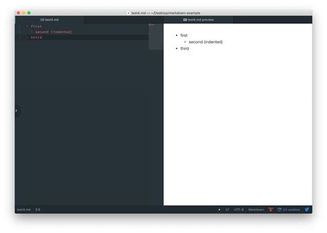 indented bulleted lists are not displayed correctly when using pandoc