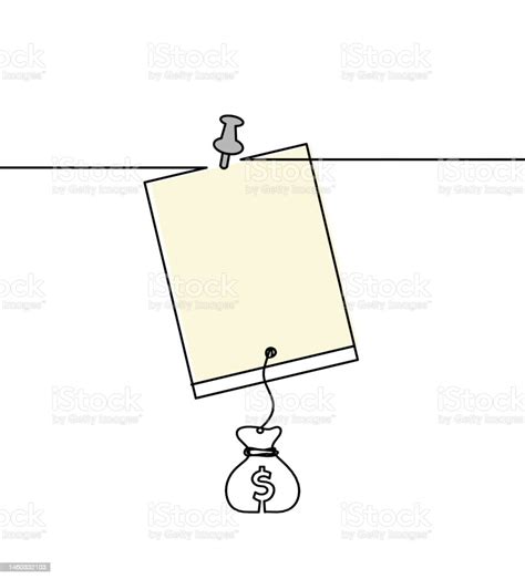 종이 클립과 달러를 배경으로 흰색에 선 그리기로 하는 추상 컬러 용지 가방에 대한 스톡 벡터 아트 및 기타 이미지 가방 개념 경제 Istock