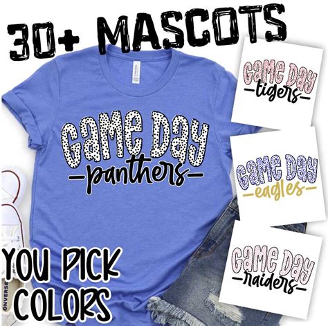 Custom Game Day Polka Dot Mascot Script Arched 2 Color Dtf Transfer