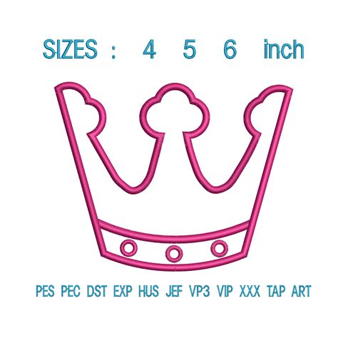 Crown Applique Embroidery Design Crown Applique Embroidery Etsy