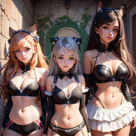 Cat Girl Beauty Big Open Legs Long Hair White Hair Bikini Ecstasy