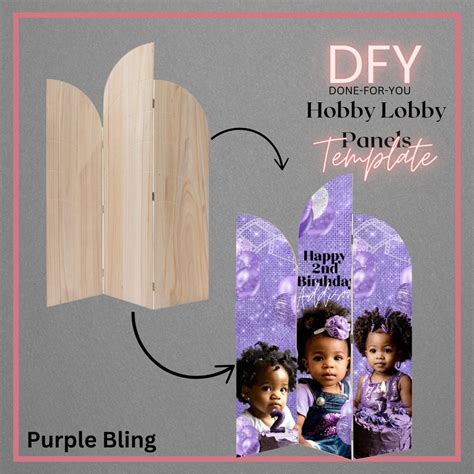 Purple Bling 2nd Birthday Party Panel Template For Hobby Lobby Wood