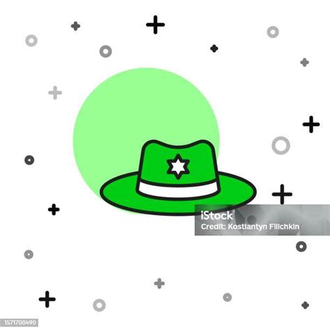 흰색 배경에 분리된 배지 아이콘이 있는 보안관 모자를 채웠다 벡터 0명에 대한 스톡 벡터 아트 및 기타 이미지 0명 가득 찬 가죽 Istock