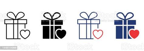 리본 활과 하트 아이콘 세트가 있는 선물 상자 기부 및 자선 개념 픽토그램의 선물 상자 휴일 아이콘에 대 한 깜짝 상자입니다 편집 가능한 획 고립된 벡터 그림