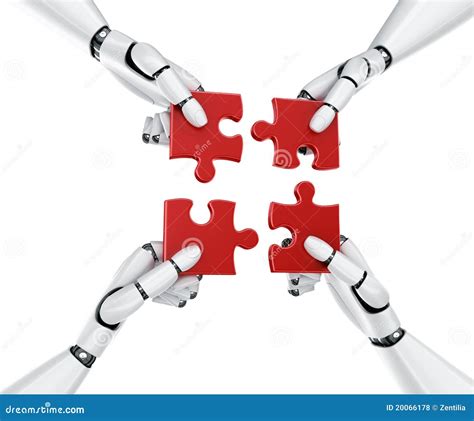 Robot Hands With Puzzle Pieces Stock Illustration Illustration Of