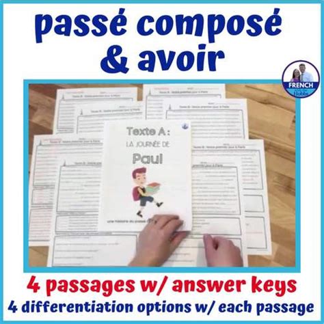 Passé Composé Avoir French Reading Comprehension Passages And Questions No Prep