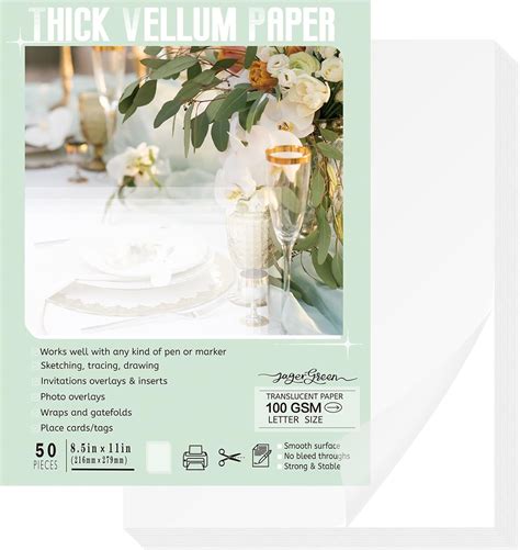 Jagergreen Vellum Paper 85 X 11 Inches 100gsm 50 Sheets