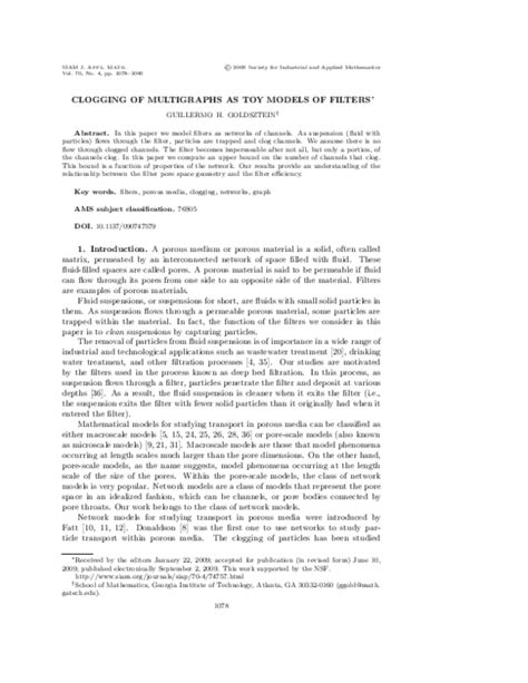 Pdf Clogging Of Multigraphs As Toy Models Of Filters