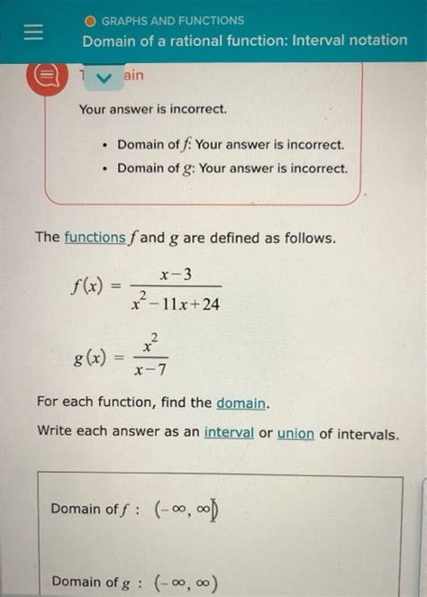 Solved Graphs And Functions Domain Of A Rational Function