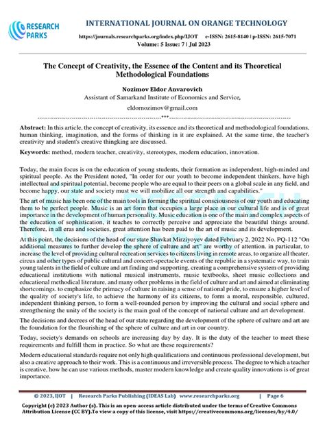 The Concept Of Creativity The Essence Of The Content And Its Theoretical Methodological