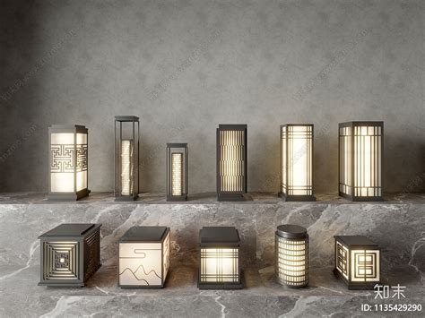 新中式景观灯su模型下载【id 1135429290】 知末su模型网