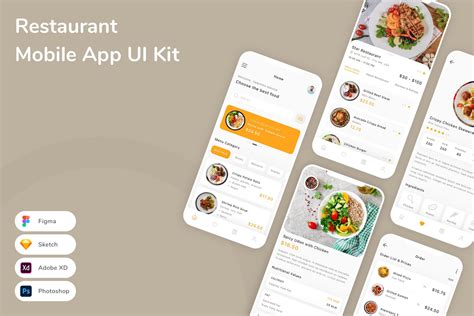 Restaurant Mobile App Ui Kit Graphic By Betush · Creative Fabrica