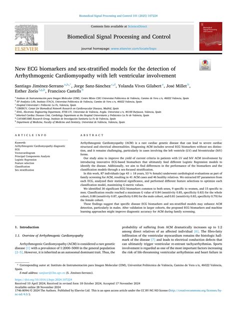 Pdf New Ecg Biomarkers And Sex Stratified Models For The Detection Of Arrhythmogenic