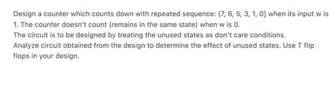 Solved Design A Counter Which Counts Down With Repeated Chegg