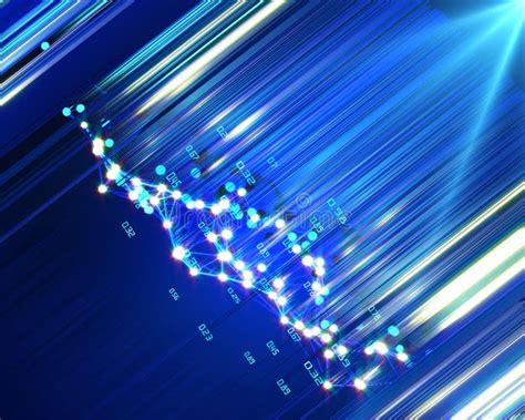 Big Data Abstract Futuristic Background With Grid Particles And Blurred Lines Stock Image