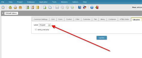 Project Defaults Interface Scriptcase