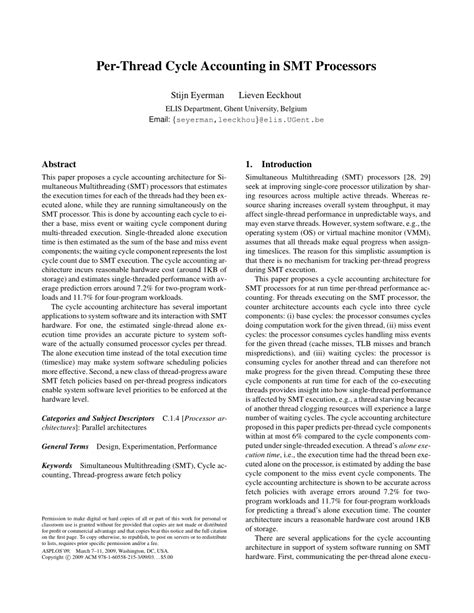 Pdf Per Thread Cycle Accounting In Smt Processors