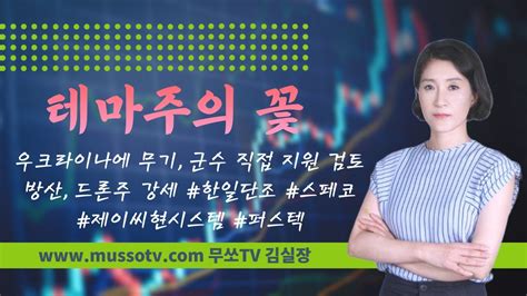무쏘tv 김실장 241022 우크라이나에 무기 군수 직접 지원 검토 방산 드론주 강세 한일단조 스페코 제이씨현