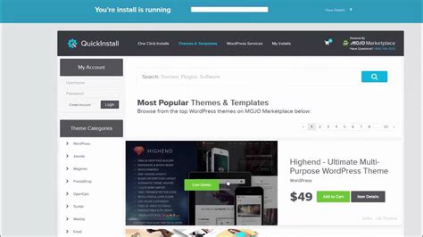 How To Install Wordpress Using Quickinstall Youtube