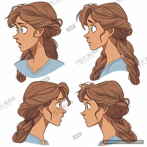 Ai创作图女孩三视图插画 麻花辫女孩卡通 女孩侧面素材 扎辫子卡通女孩 卡通女孩半身像 女孩三视图 美女人物侧脸 少女侧面 辫子卡通女孩 少女侧脸 卡通女孩半身头像 手绘女性侧脸 插画头像长