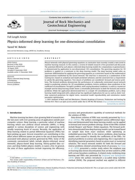 Pdf Physics Informed Deep Learning For One Dimensional Consolidation