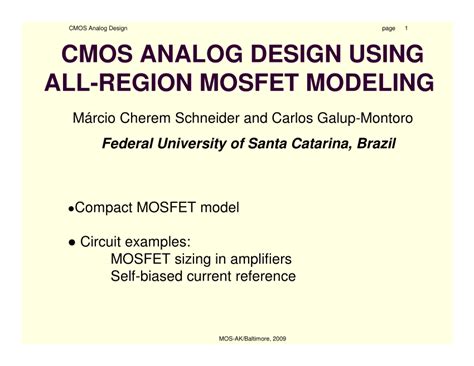 Pdf Cmos Analog Design Using Allregion Mosfet Modeling