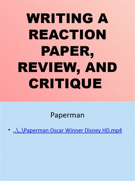 Writing A Reaction Paper Review And Pdf Reason Argument