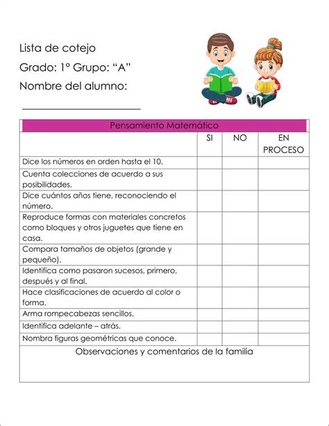 Lista De Cotejo Preescolar Materiales Educativos Lista De Cotejo