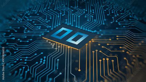 Abstract Blue Circuit Board Background High Tech Data Network