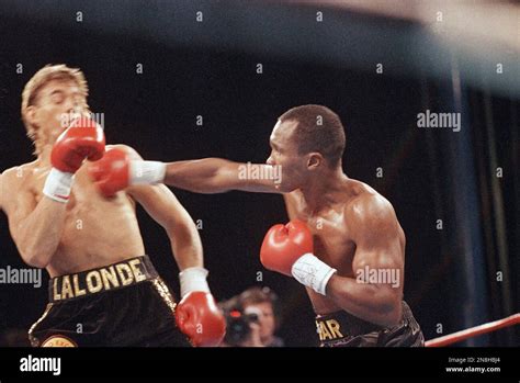 Canadian Boxer Donny Lalonde Left Is Jarred By A Slug From Sugar Ray