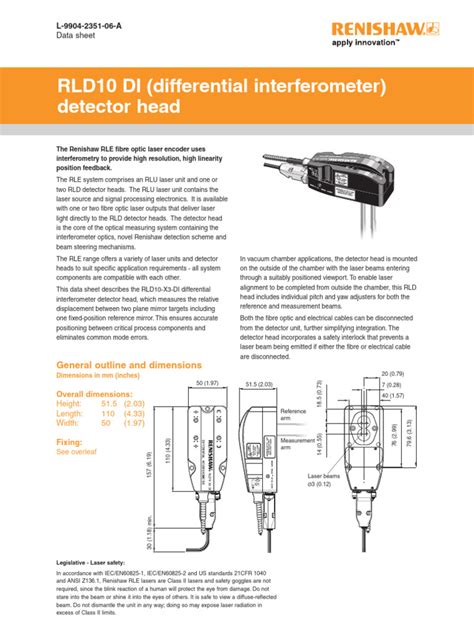 Rld10 Di Differential Interferometer Detector Head Pdf Interferometry Laser