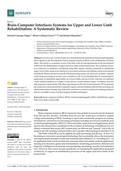 Pdf Brain Computer Interfaces Systems For Upper And Lower Limb Rehabilitation A Systematic Review