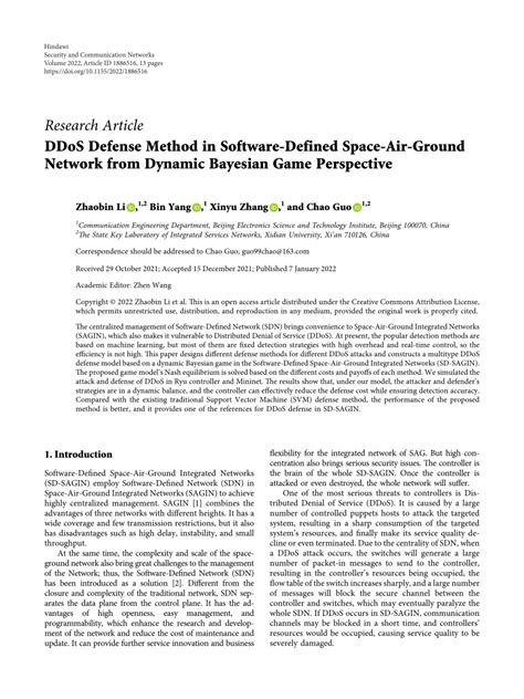 Pdf Ddos Defense Method In Software Defined Space Air Ground Network