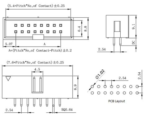 Embase De Boîtier Blindé 2 × 3 Broches 0 100 Po 2 54 Mm Mâle Opencircuit