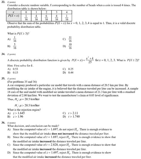 Solved X 33 2 Points Consider A Discrete Random Variable