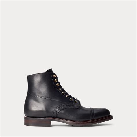 Rrl Leather Boot In Black Modesens