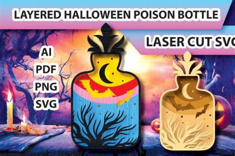 Layered Halloween Toxin Bottle Laser Cut · Creative Fabrica