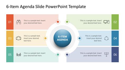 6 Item Agenda Slide Template For Powerpoint