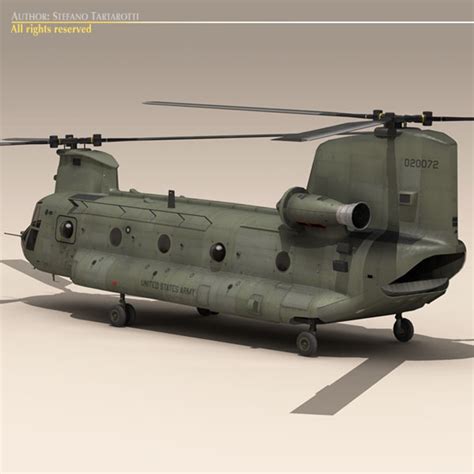 3d Ch 47 Chinook Helicopter Army Model